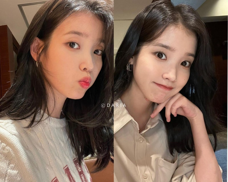 아이유 중단발 허쉬컷 레이어드컷 차이 헤어스타일 : 네이버 블로그