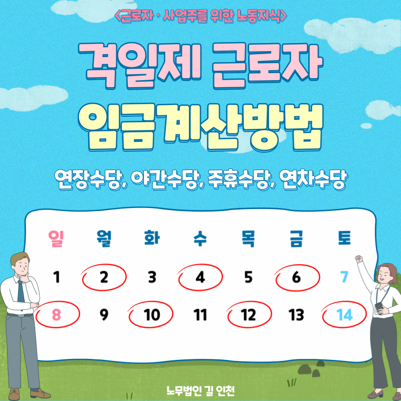 격일제 근로자 연장수당 야간수당 주휴수당 연차수당 등 임금계산방법 격일제 근로자 연차휴가 산정방법 포함 네이버 블로그