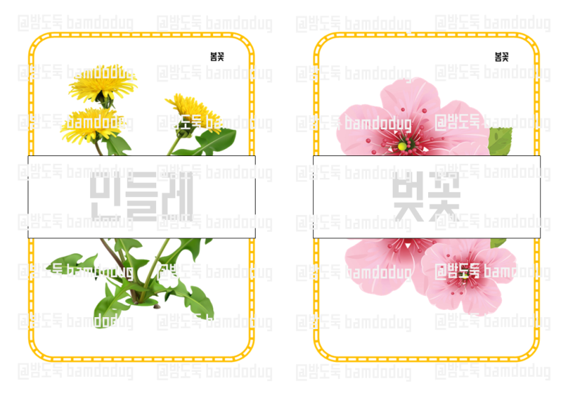 봄에볼수있는꽃그림 단어카드 2 네이버 블로그