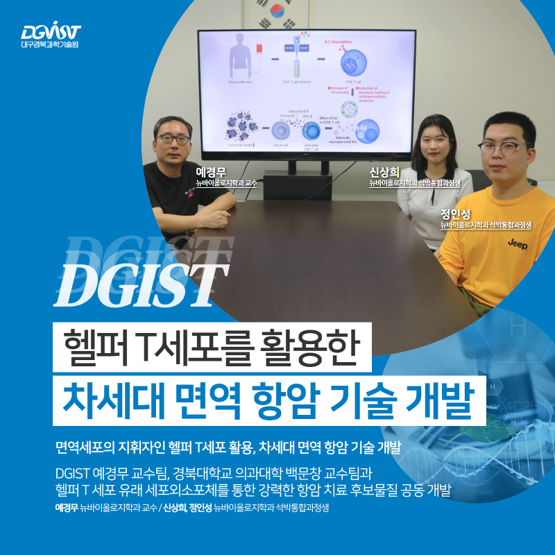 DGIST 예경무 교수팀, 면역세포의 지휘자인 헬퍼 T세포를 활용한 차세대 면역 항암 기술 개발 : 네이버 블로그