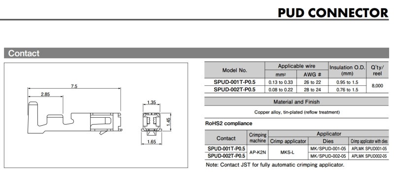 [SPUD-001T-P0.5] JST 제이에스티 커넥터 압착단자 컨택트 터미널 재고 판매! 견적! CONNECTOR ...