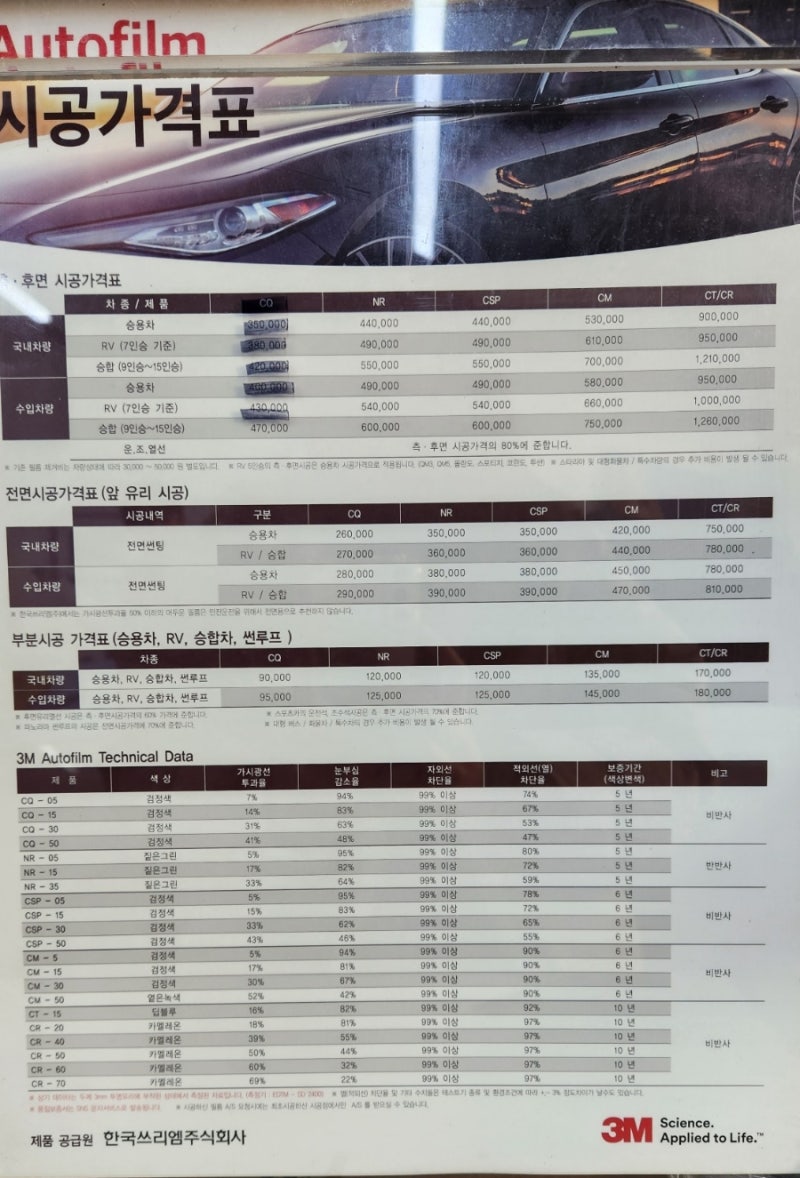 3m썬팅 Vs 메타 가격표 등급 비교아이오닉6 윈도틴팅 네이버 블로그