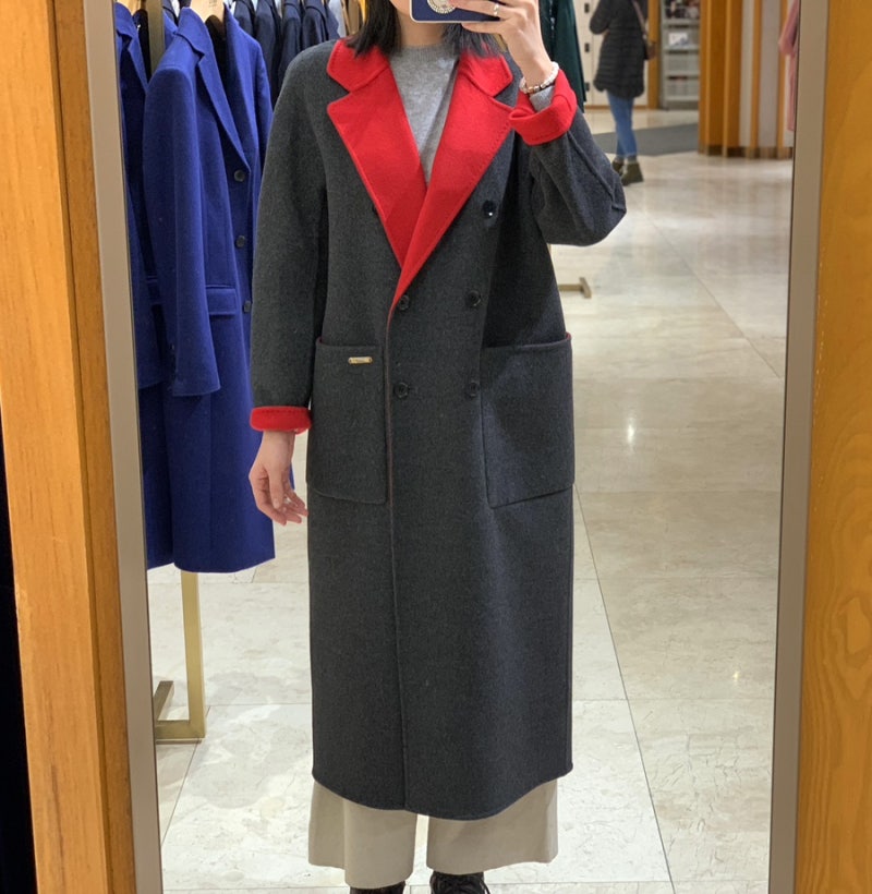 고비 캐시미어 신상 입고 리버시블 양면 더블 버튼 카라 롱 코트 네이버 블로그