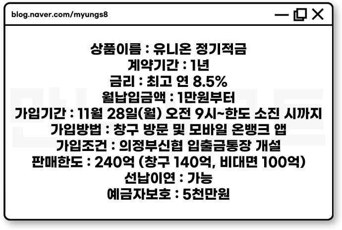 신협 적금 특판 1년 85 월납입한도 무제한 의정부신협 유니온 정기적금 네이버 블로그