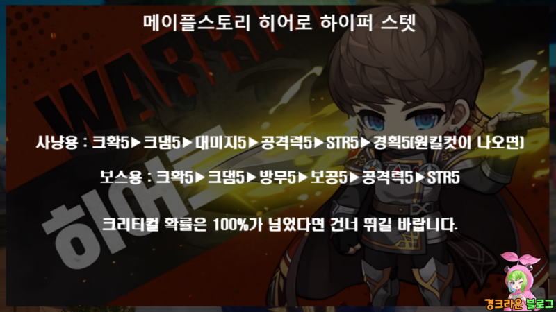 메이플스토리 히어로전사 스킬트리 하이퍼스탯 코어강화코강 공략 네이버 블로그