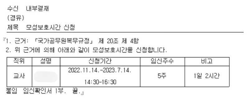 복무 모성보호시간 신청 및 사용 방법 임신기간 근로시간 단축제도 네이버 블로그