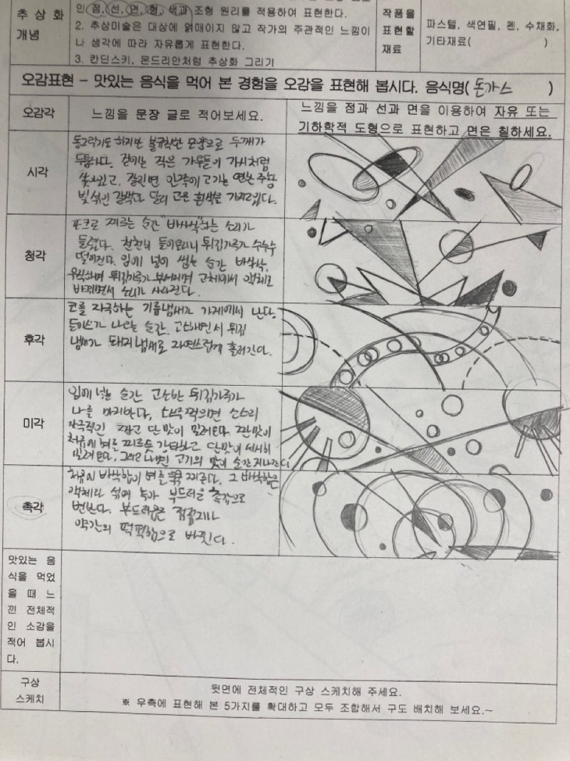 신학기 미술 수업 추상화 네이버 블로그