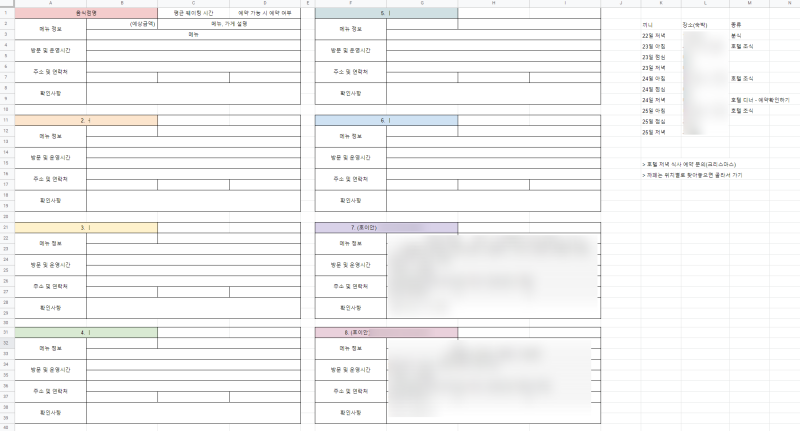 해외여행준비 여행계획표 엑셀 스프레드 시트 준비물 체크리스트 공유 네이버 블로그