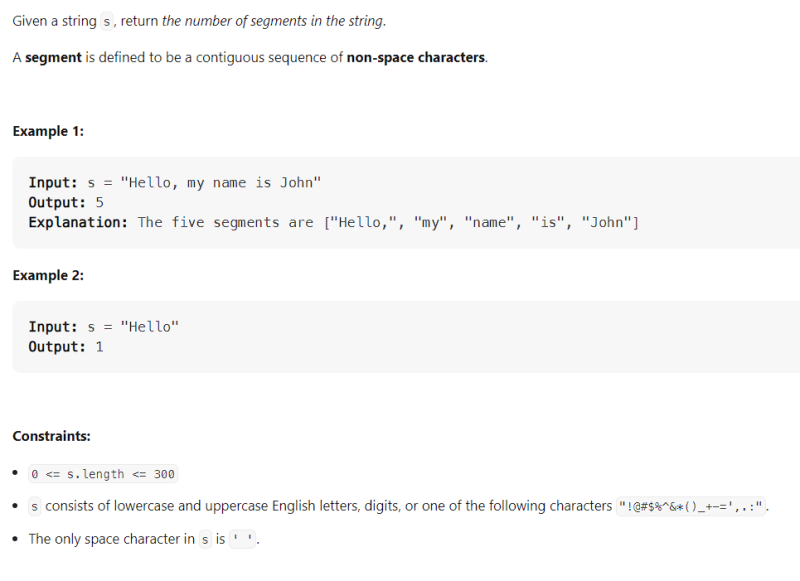 JAVA_Number of Segments in a String_LeetCode 434 : 네이버 블로그
