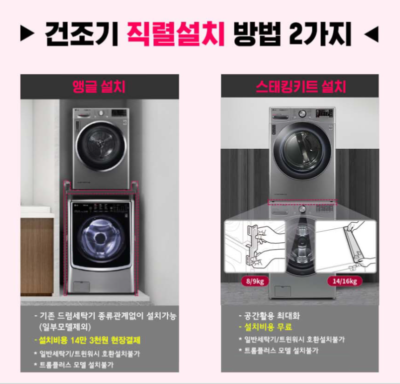 [내돈내산]엘지건조기RH19WTAN (19kg, 화이트) 스태킹키트포함, 보일러간격, 세탁기타워설치, 실사용후기_강추! : 네이버 블로그