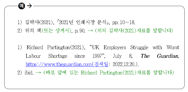 논문 각주 작성법, 전게서와 상게서, ibid.와 op. cit. : 네이버 블로그