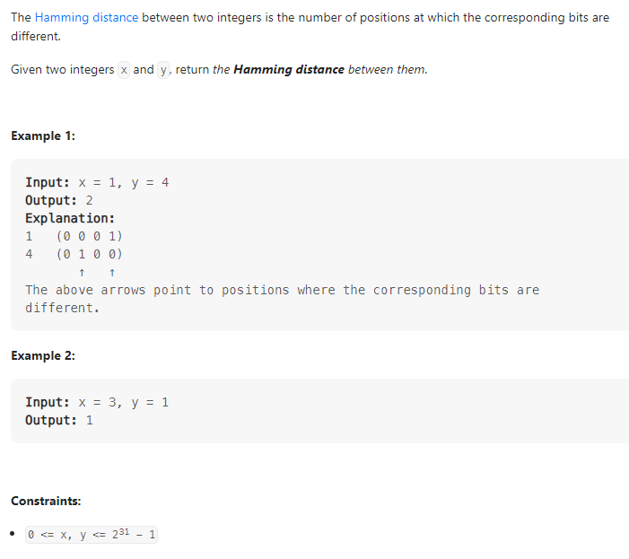 JAVA_Hamming Distance_LeetCode 461 : 네이버 블로그