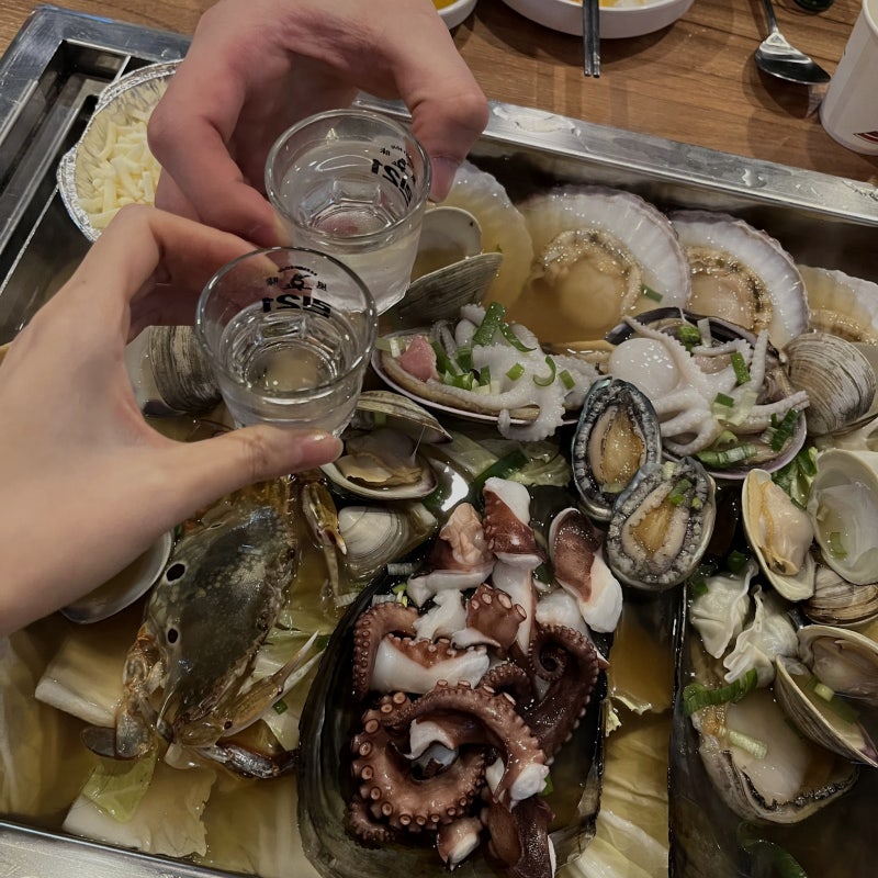 봉명동 매드블럭 근처 맛집 바다수퍼 해물천하 조개구이 대전 연말모임 네이버 블로그