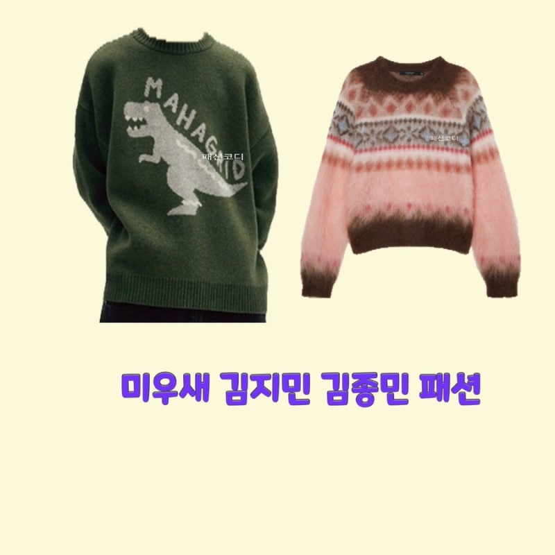 김지민 김종민 미운우리새끼 323회 니트 스웨터 패턴 자수 공룡 패션 옷 정보 네이버 블로그