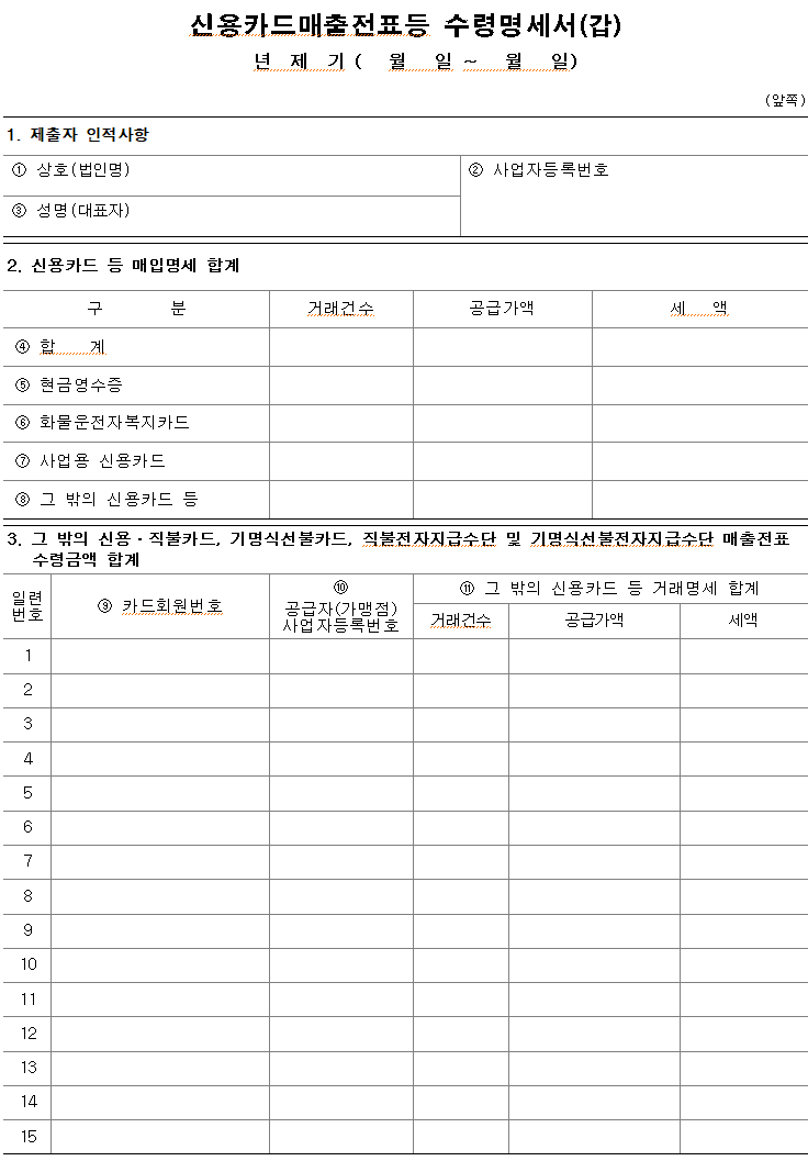 세무회계2급 부가가치세법 ⑥ 납부세액의 계산대손세액의제매입세액공제사유예정신고누락분신용카드매출전표수령명세서