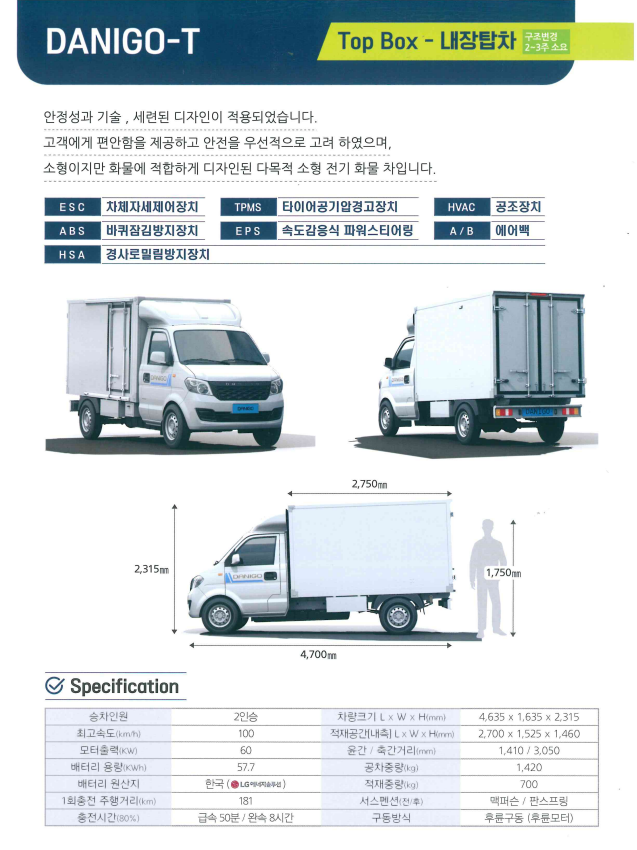 대창 모터스 0.8톤 전기트럭 23년식 DANIGO EV 판매 개시! (다니고) : 네이버 블로그