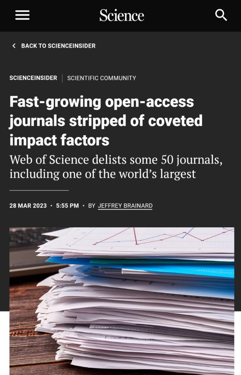 MDPI 저널 임팩트 팩터(IF) 박탈 : 네이버 블로그