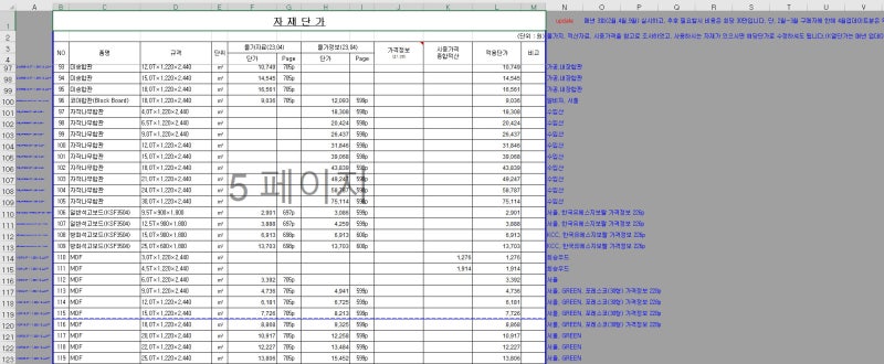 ♣2023년 04월 기준 실내건축 인테리어 일위대가 엑셀파일 재료비 다 찾고 업데이트 하였습니다 네이버 블로그