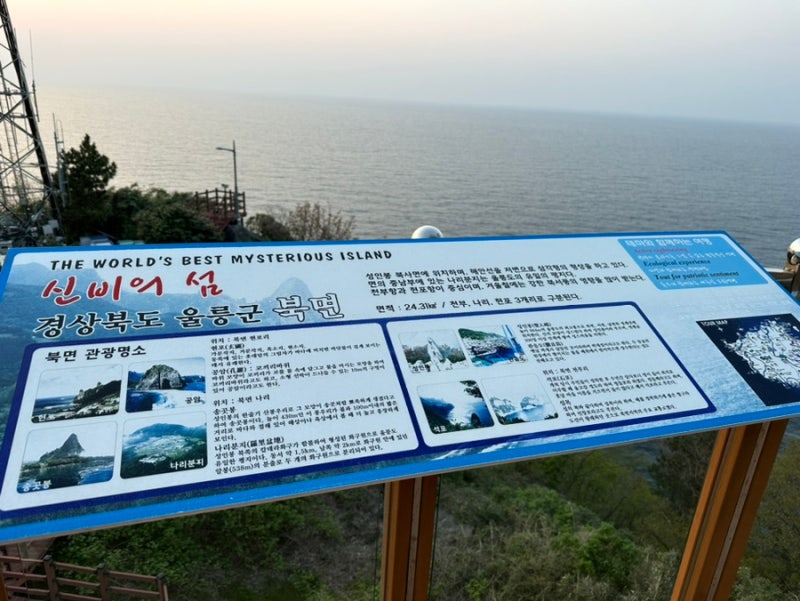경북울릉 북면과 바다를 바라보며 일몰을 볼 수 있는 일몰전망대 ‘천부전망대 소요시간 울릉도가볼만한곳 울릉도일몰명소