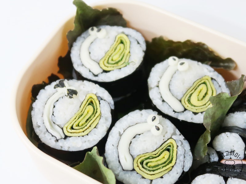 달팽이김밥 만드는법 예쁜 캐릭터 도시락 만들기 소풍도시락 싸기 네이버 블로그