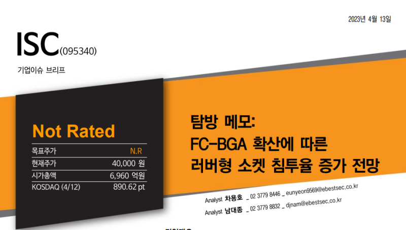 #ISC(095340)_FC-BGA 확산에 따른 러버형 소켓 침투율 증가 전망 : 네이버 블로그