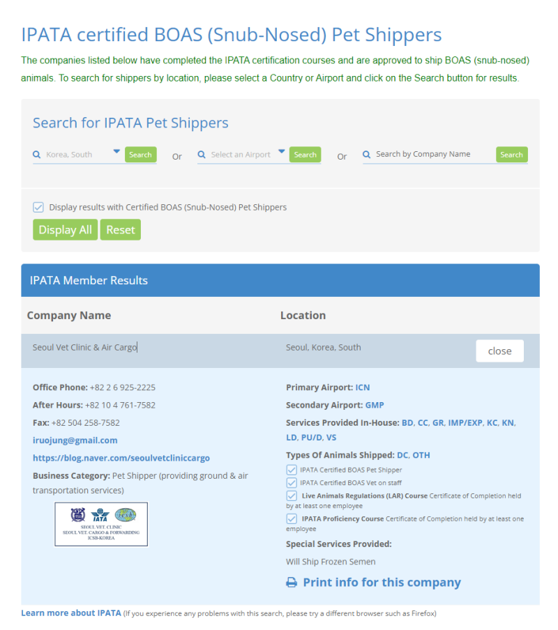 IPATA BOAS certified Vet assessor and Pet shipper (First in S.korea ...