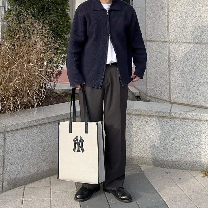 캠퍼스룩 대학생가방 남자 캔버스백 추천 MLB 토트백 : 네이버 블로그