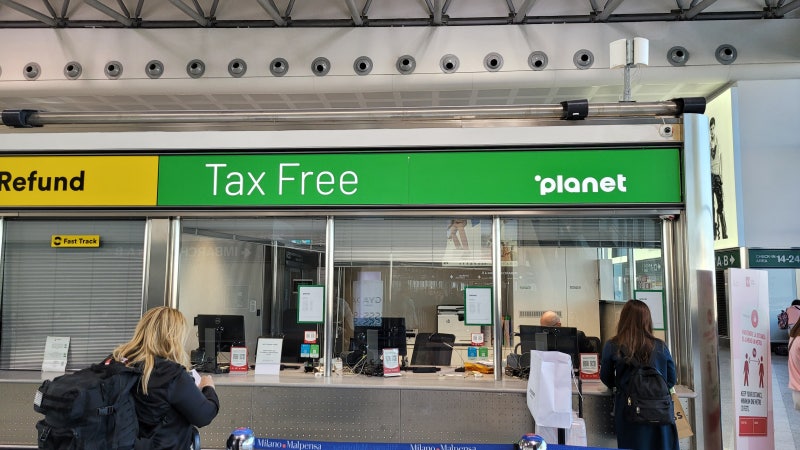 밀라노 말펜사공항 택스리펀tax Refund 방법 접수 위치 도장 서류 키오스크 현금 플래닛 글로벌블루 환급