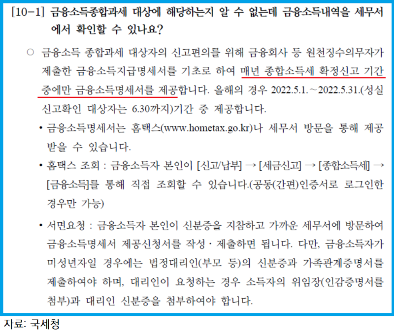 금융소득 종합과세 대상자 계산 및 신고 조회 방법 네이버 블로그