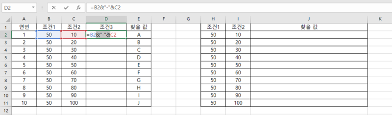 엑셀 다중 조건을 만족하는 값 찾는 함수들 사용방법vlookup Indexandmatch Lookup 함수 사용해서 복수의