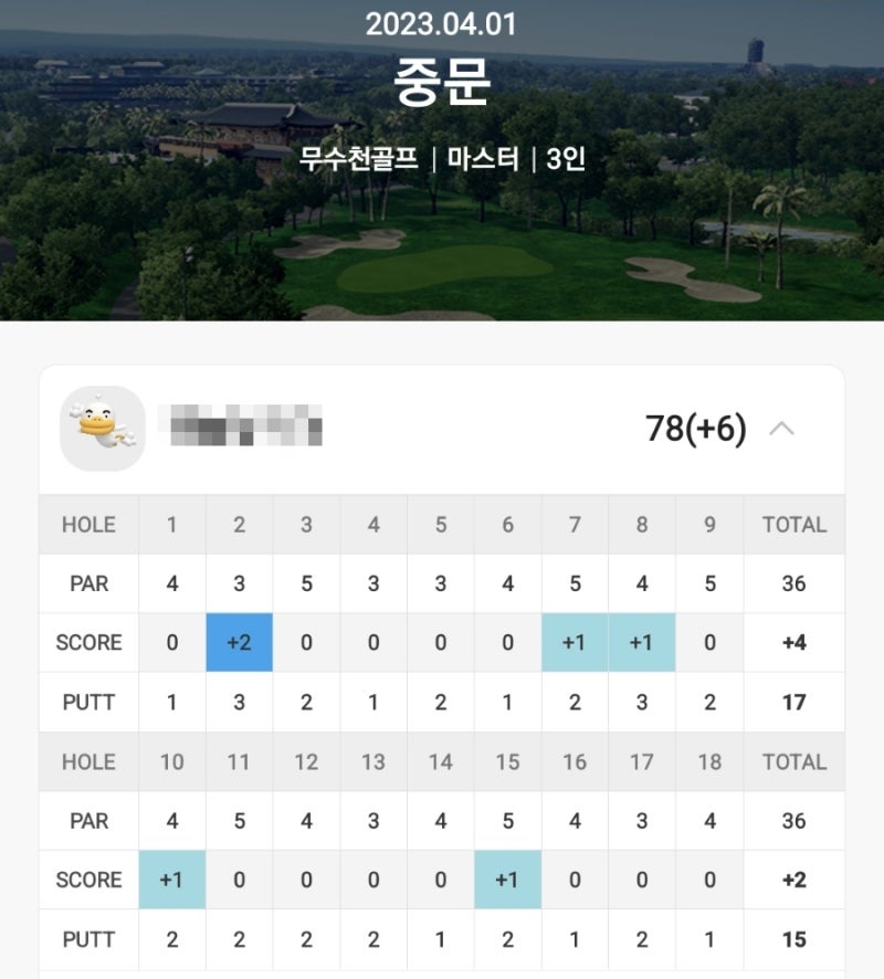 스크린골프와 필드 스코어 차이 동일 구장에서 라운딩 타수 네이버 블로그