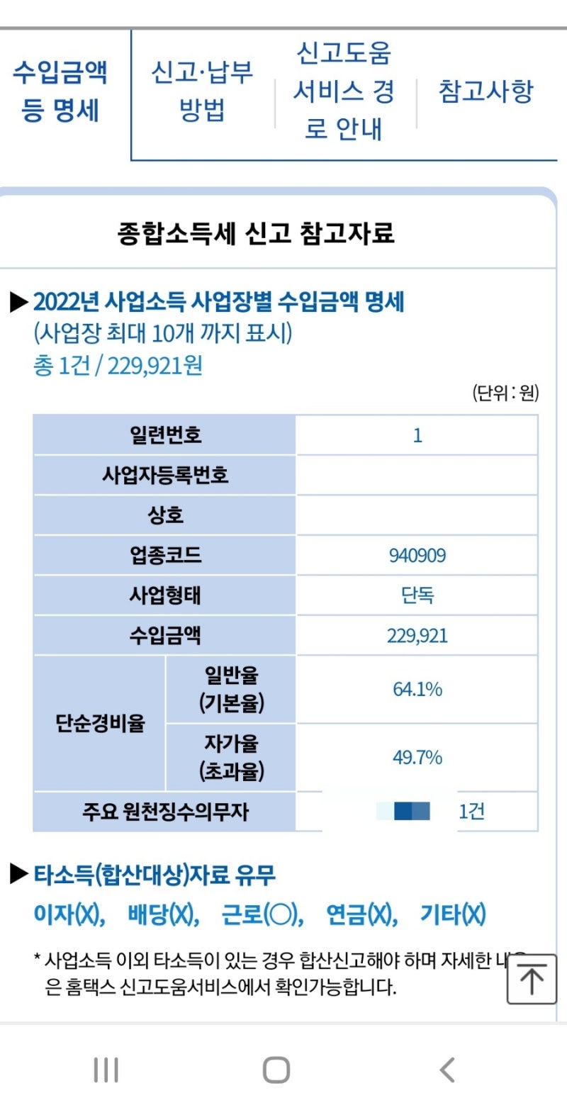 2022년귀속 종합소득세신고 완료 근로소득사업소득쿠팡주택임대소득 분리과세 네이버 블로그