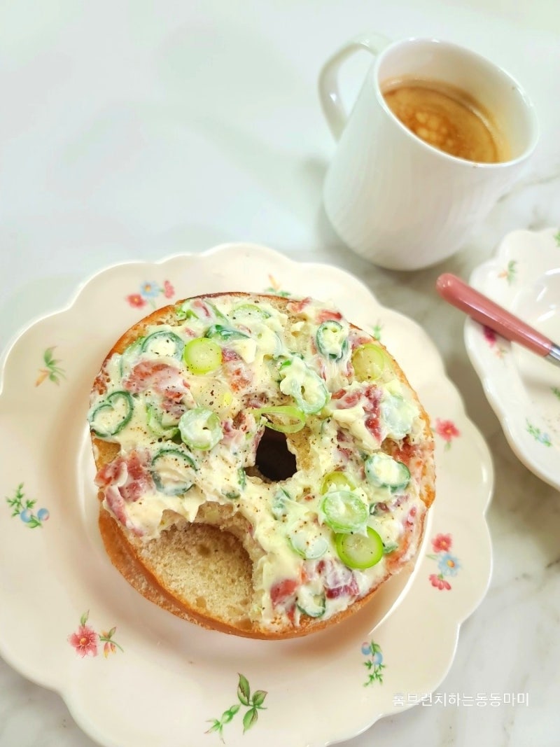 대파크림치즈 베이글 샌드위치 어니언 베이글 맛있게 먹는법 네이버 블로그
