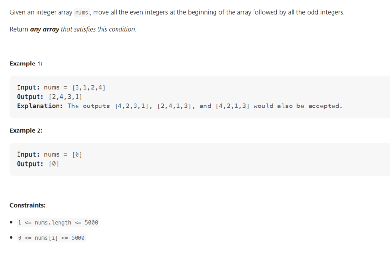 JAVA_Sort Array By Parity_LeetCode 905 : 네이버 블로그