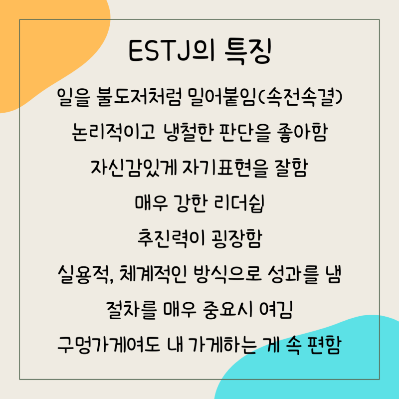 Estj엣티제 성격유형 총정리특징 단점 스트레스 보완점 등 네이버 블로그