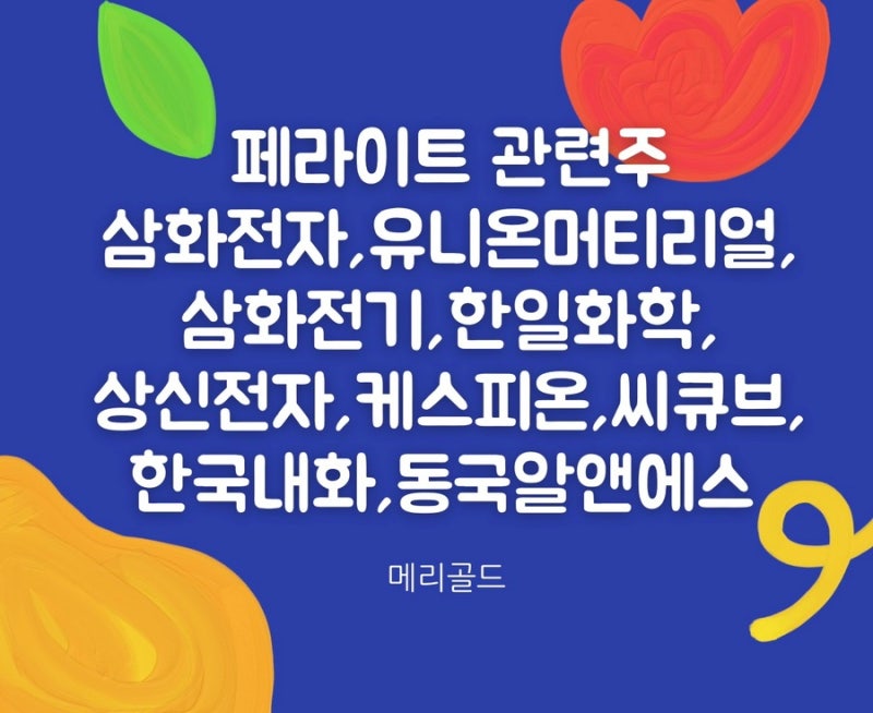 페라이트 관련주 대장주 테슬라 삼화전자 주가 유니온머티리얼삼화전기한일화학상신전자케스피온씨큐브한국내화동국알앤에스