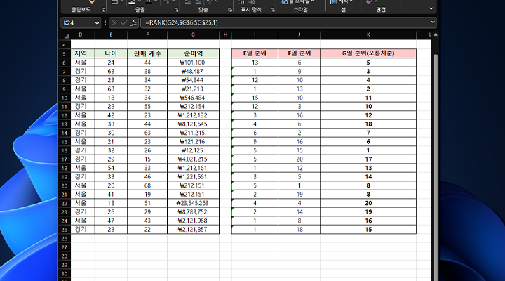 Rank 엑셀 함수 정리 숫자 오름차순 내림차순 정렬 하는법 네이버 블로그