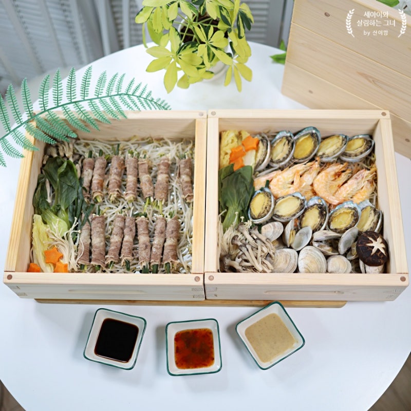 편백찜 만들기 차돌박이 숙주찜 해물찜 편백나무 찜기 손님초대요리 네이버 블로그