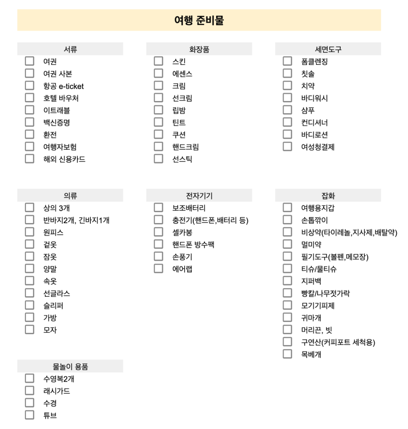 필리핀 보라카이 여행 준비물 체크리스트 기내수화물 액체류 짐챙기기 네이버 블로그
