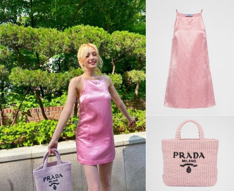 프라다 라피아백 새틴 원피스 입은 전소미 바비인형 같아 네이버 블로그