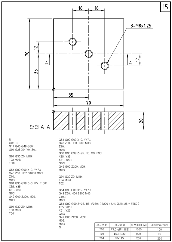 Cnc 프로그래밍 머시닝센터 수기코딩 014 기계가공 실무 및 자격증 전체 Nc 프로그램 작성 기타 Gm코드 설명
