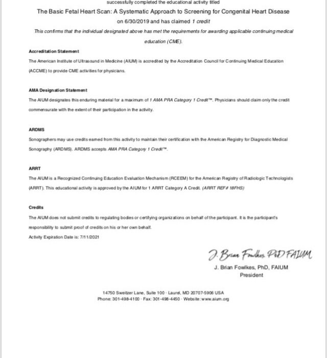AIUM 12개의 CME 합격증과 강의 정리 ,Basic Heart Scan,systematic approach [AIUM 태아 ...