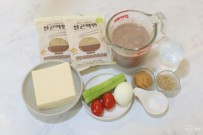 곤약면 요리 두부 콩국수 만들기 자연정 찰곤약면 콩국수면 두유 콩국수 콩국물 네이버 블로그