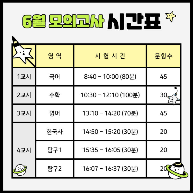 2024학년도 6월 모의고사의 모든것 일정 시험범위 시간표 꿀팁 총정리 네이버 블로그