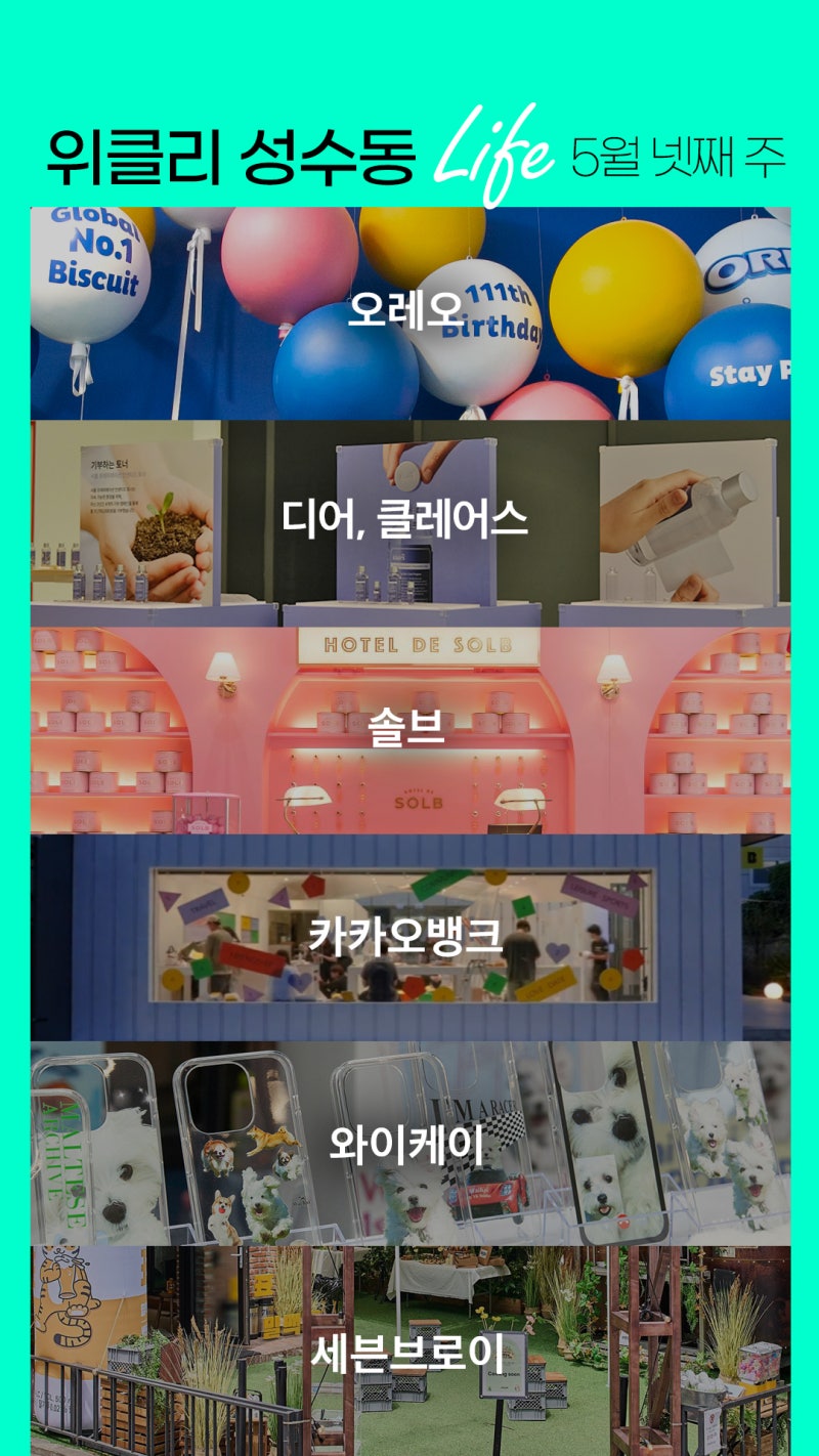 위클리 성수 오레오 팝업스토어 클레어스 솔브 세븐브로이 카카오뱅크 와이케이 성수동 네이버 블로그