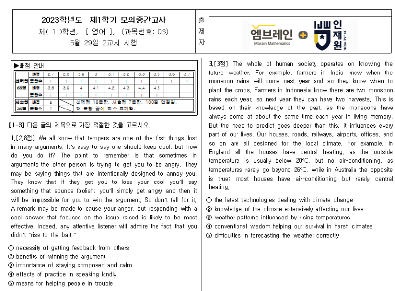 후기 중32대상 예비대륜고 수학 영어 진단평가 네이버 블로그