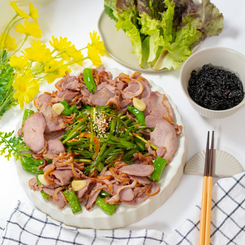 훈제오리 요리 볶음 훈제 오리고기 요리 부추무침 황금 레시피 액젓 양념 : 네이버 블로그