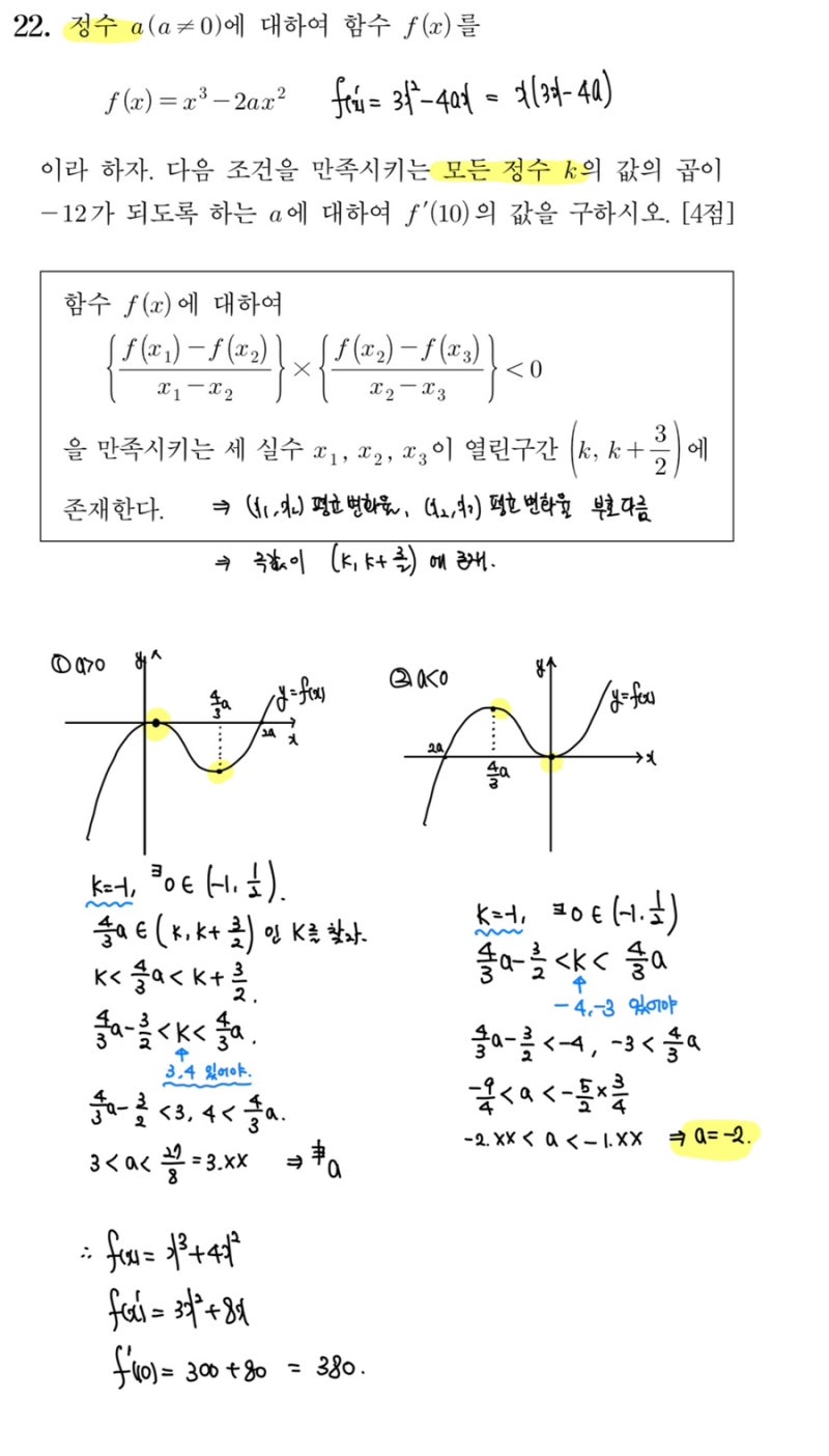 고36모 2023년 6월 모의고사 수학 등급컷 답지 손글씨 문제풀이 해설~22번 네이버 블로그
