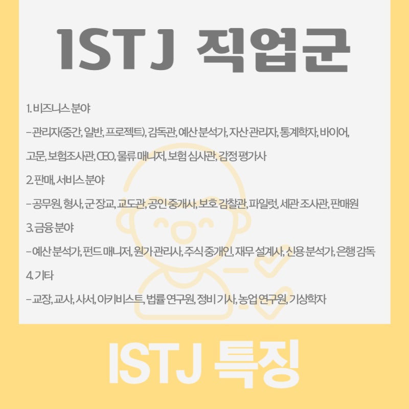 ISTJ 특징과 유형의 직업군 및 장단점 정리 : 네이버 블로그