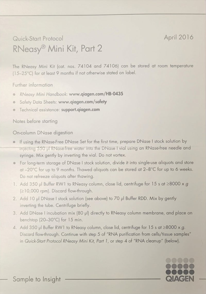 Qiagen RNeasy mini kit manual : 네이버 블로그